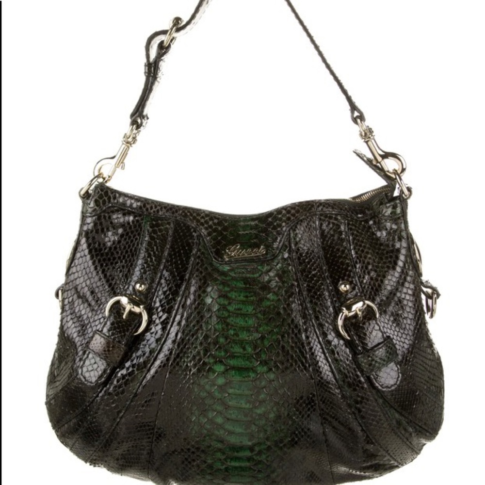 Green Python Gucci Hysteria Hobo Bag - Gem